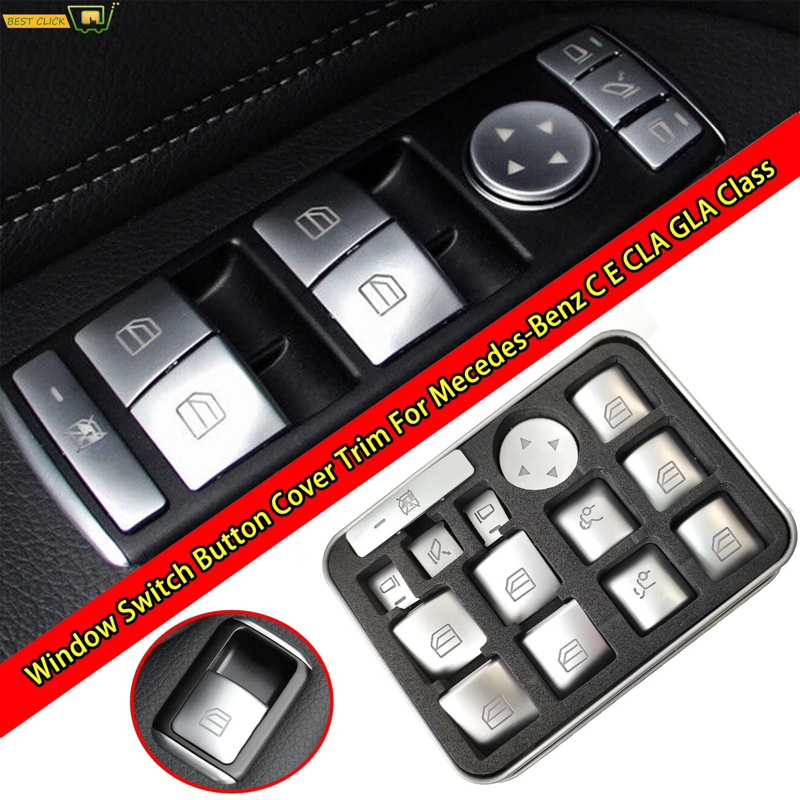 14X-Car-Accessories-Window-Switch-Button-Stickers-For-Mercedes-Benz ...