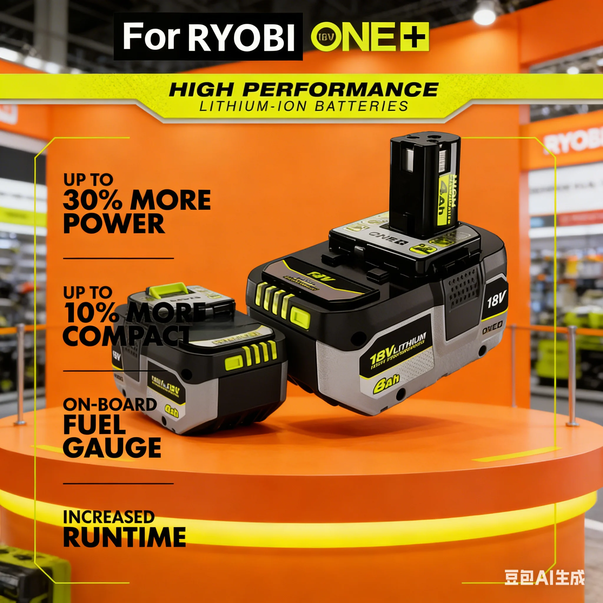 NEW FOR RYOBI ONE+high-performance lithium Battery 18V low self ...