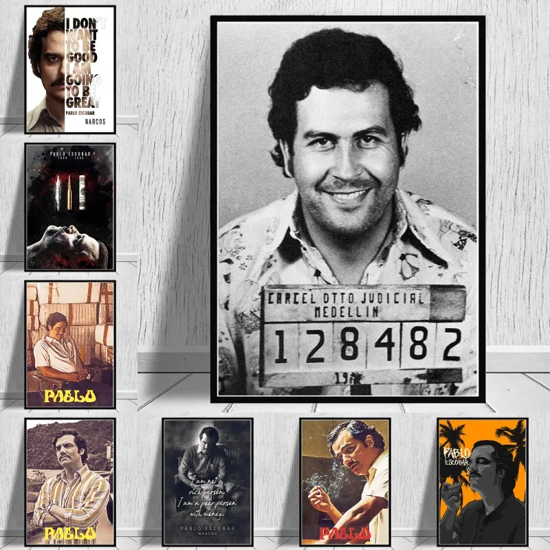 Lord Pablo Escobar Narcos Mugshot Poster Canvas Painting Colombian Drug ...