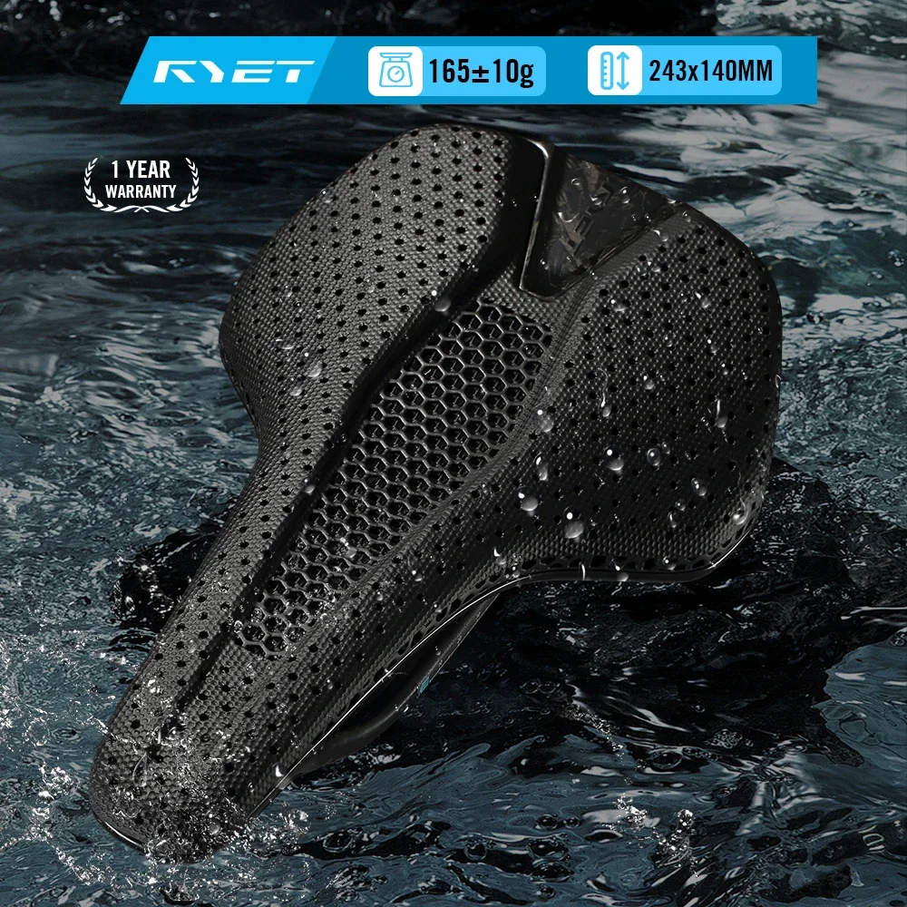 RYET 165g 3D Printed Cycling Saddle, 7x9mm Carbon Rail Ergonomic Seat ...