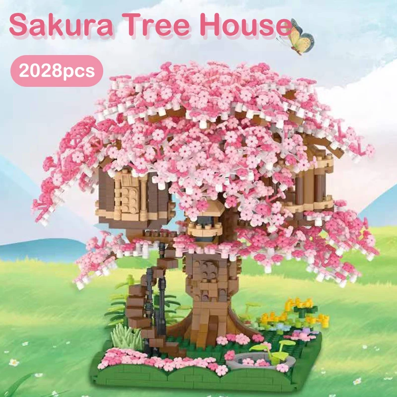 DIY-Assembly-Sakura-Cherry-Blossom-Bonsai-Architecture-Set-Tree-House ...