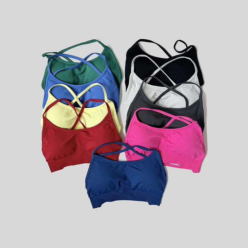 Sexy Backless Impact Strappy Bra Top Women High Support Thin Sport ...