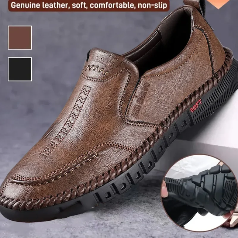 Men's Hand Stitched Genuine Leather Slip On Shoes Business Formal ...