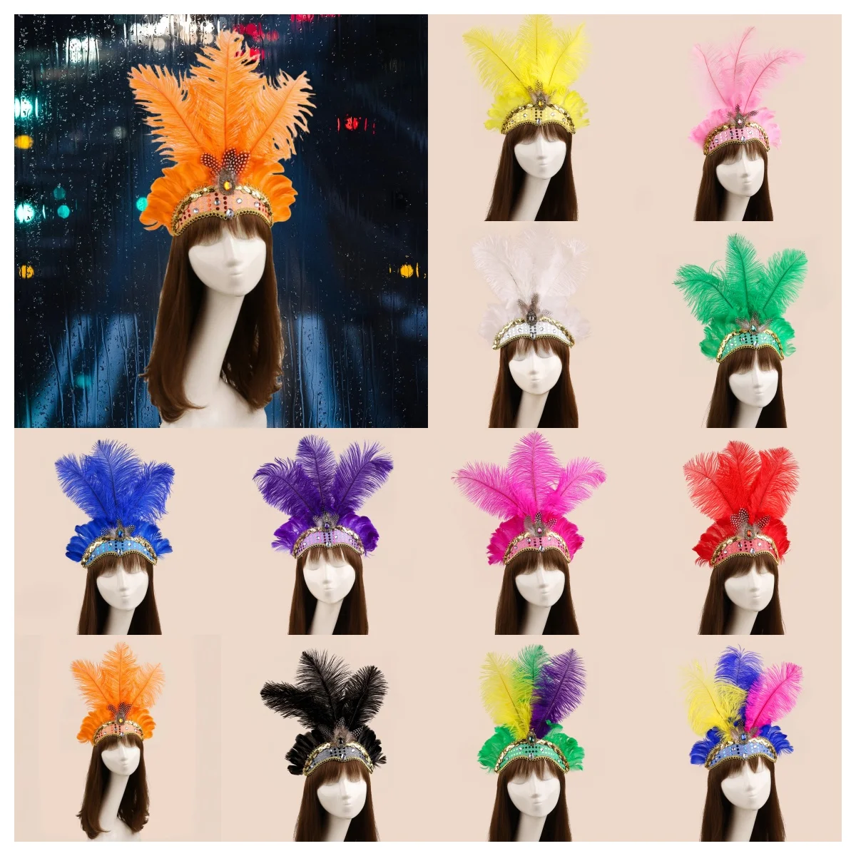 Christmas-Showgirl-Headband-Headpiece-Carnival-Feather-Headpiece-Hawaii ...