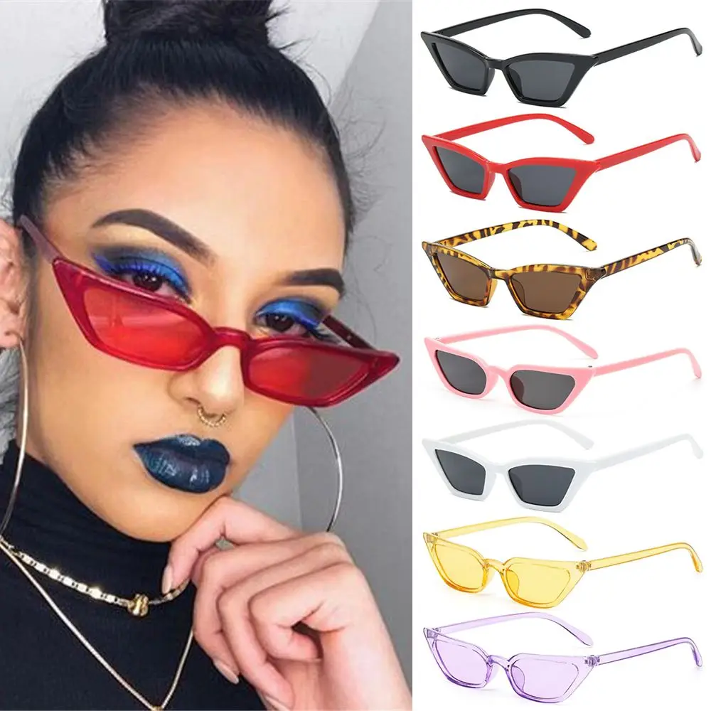 1PC Women Vintage Narrow Box Sunglasses Fashion Cat Eye Oval Small ...