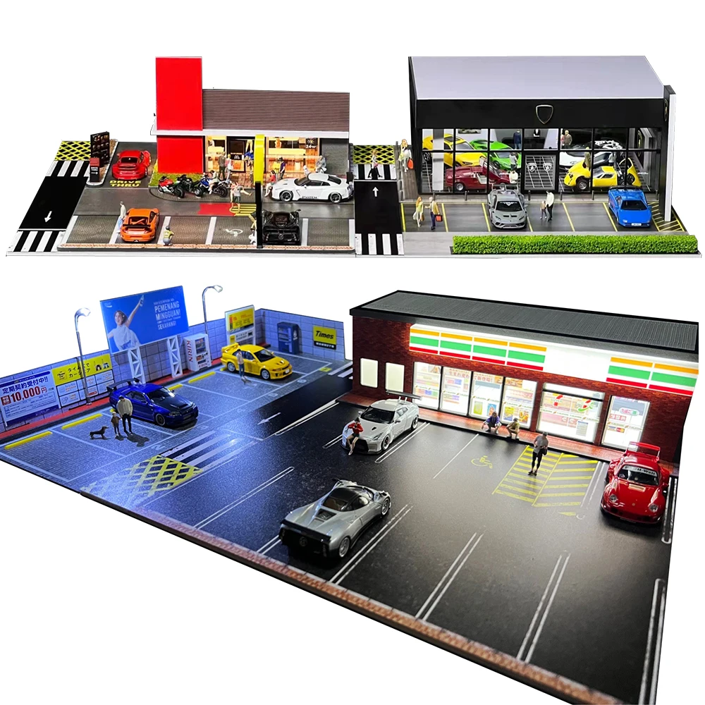 G-FANS-1-64-Car-Diorama-Models-with-LED-Light-Car-Miniatures-Parking ...