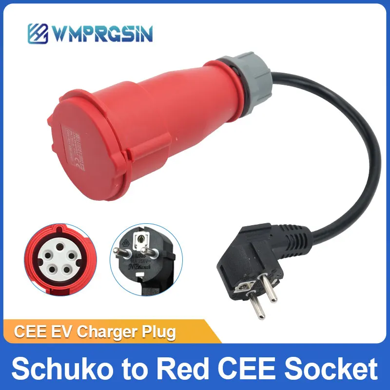 EV-Charger-Schuko-Plug-to-CEE-Red-Power-Female-Plug-5-Pins-Socket ...