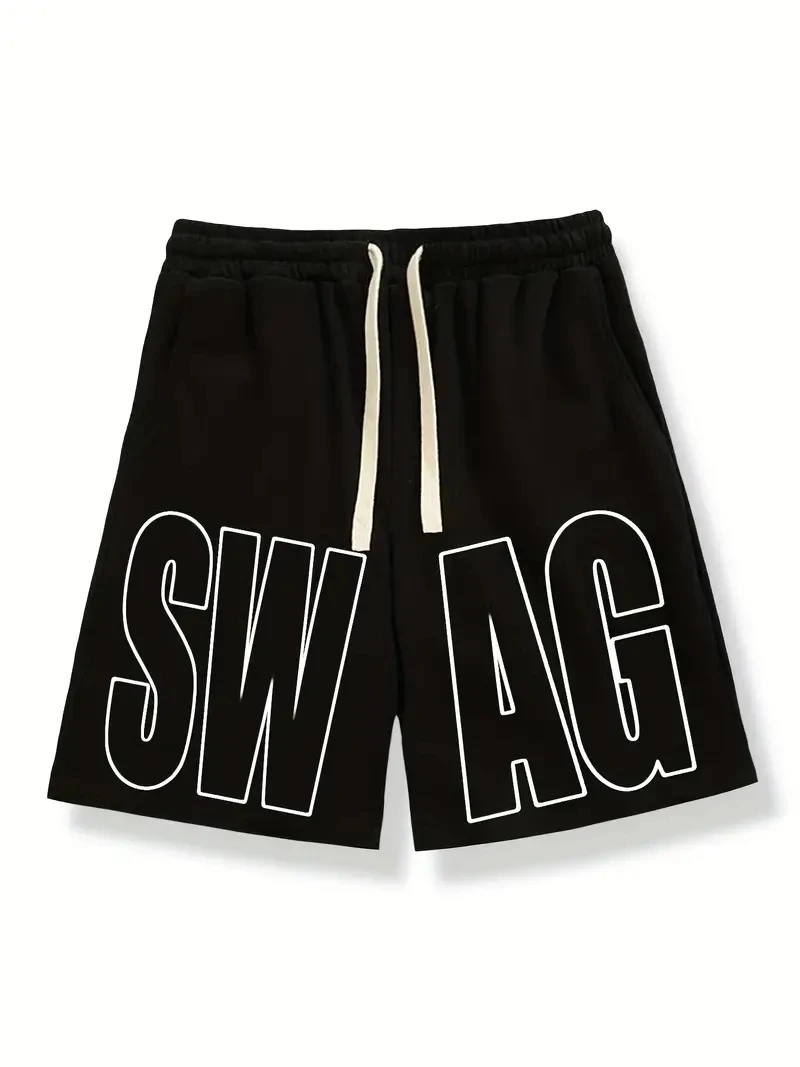 2024-SWAG-Letter-Print-Casual-Slightly-Stretch-Graphic-Drawstring ...