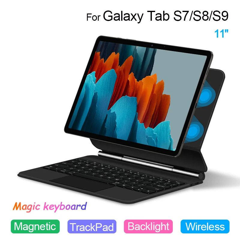 Backlit-Suporte-Teclado-M-gico-para-Samsung-Galaxy-Tab-S7-S8-S9-11-Caso ...