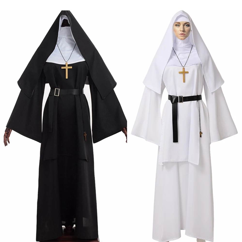 Halloween-Dress-Nun-Costume-Cosplay-Scary-Women-The-Virgin-Mary-Priest ...