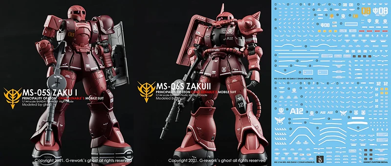 Model Decals for HG 1/144 GTO MS 05S ZAKU I II CHAR AZNABLE Ghost ...