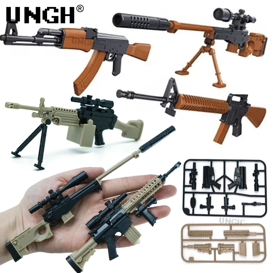 UNGH-1-6-Mini-Toys-AK47-Submachine-Gun-M134-MG42-Machine-Gun-Plastic ...