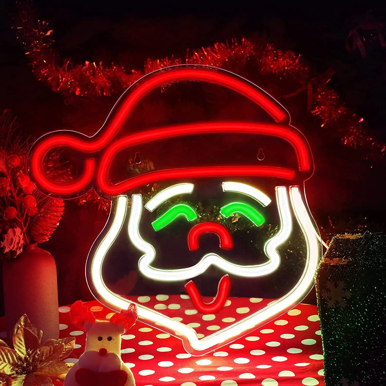 LED Neon Light Sign Festival Santa Claus Ins Wall Decor For Home Store ...
