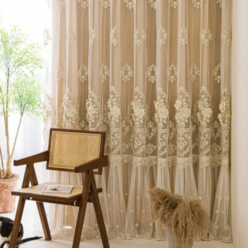 3D-Embroidered-Pearl-Window-Screen-Double-Layer-Curtains-for-Living ...