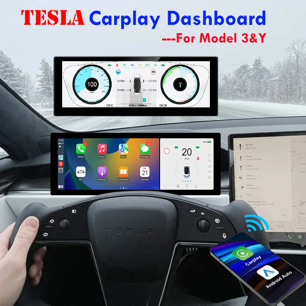 Tablero-Tesla-Model-3-para-pantalla-HUD-accesorios-de-pantalla-Digital ...
