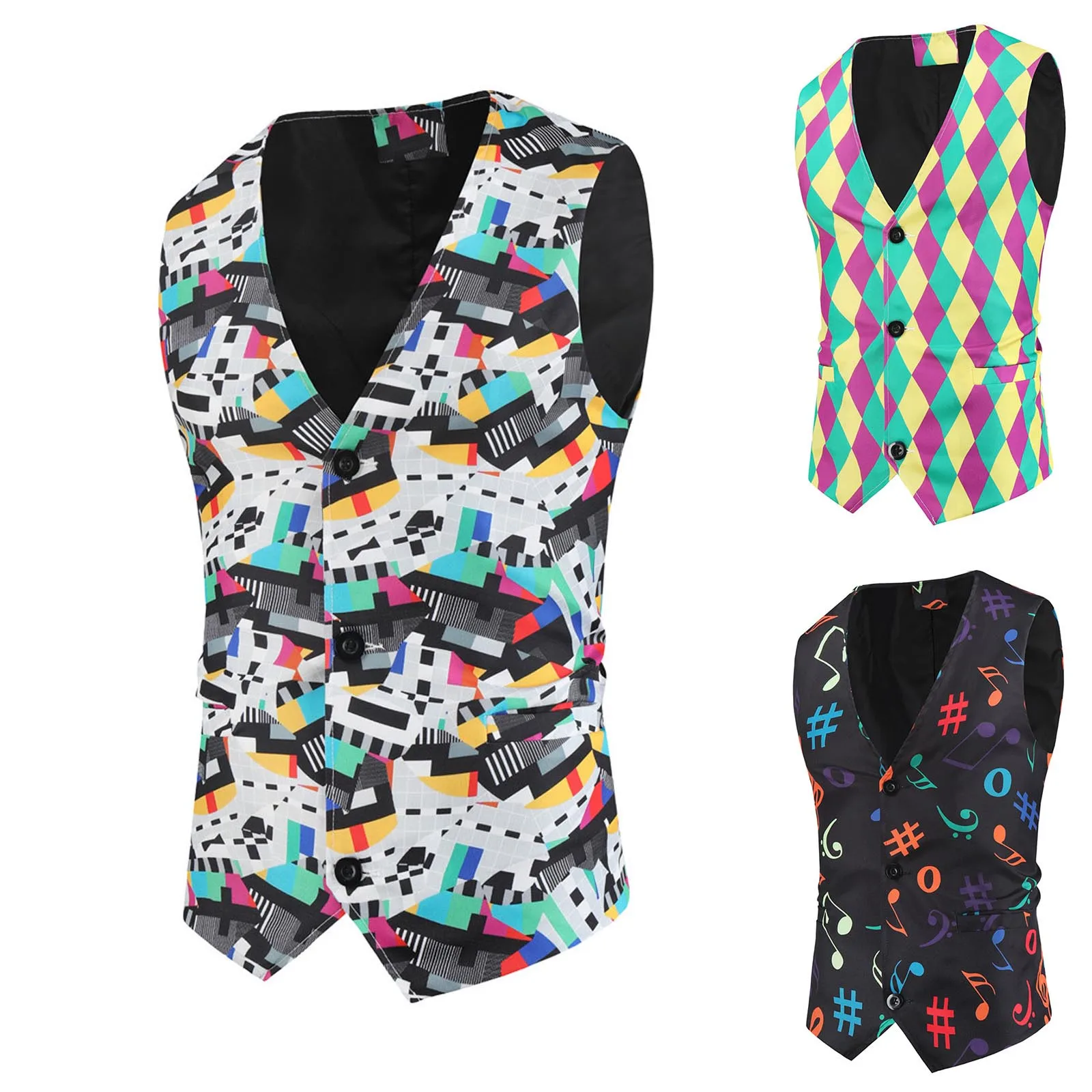 Heren-Mode-Full-Printing-Single-Breasted-Pak-Vest-Mode-Zacht-Werk ...