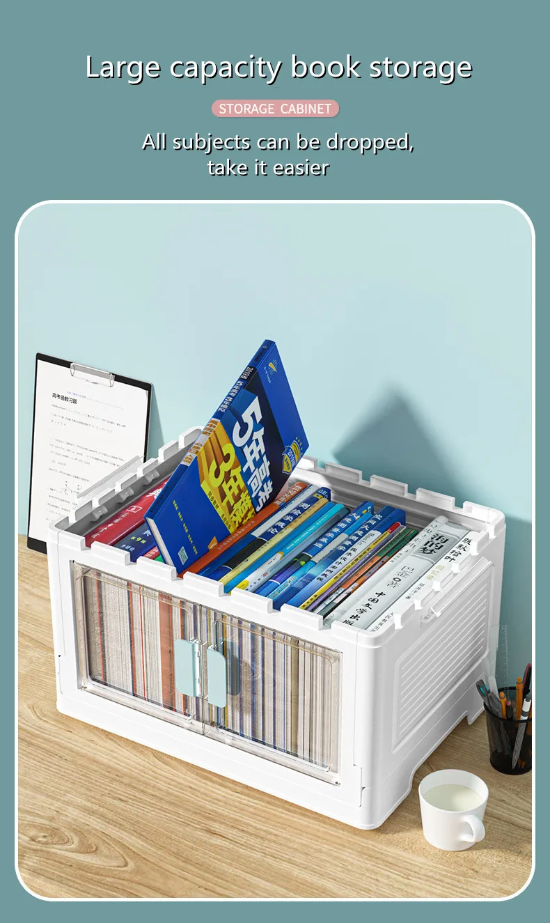 Double Door Open Folding Storage Box With Lid Wheels Stackable Foldable ...