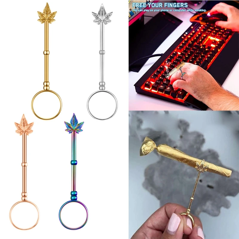 Single-Finger-Smoking-Ring-Cigarette-Holder-Thick-Smoker-Leaf-Pattern ...