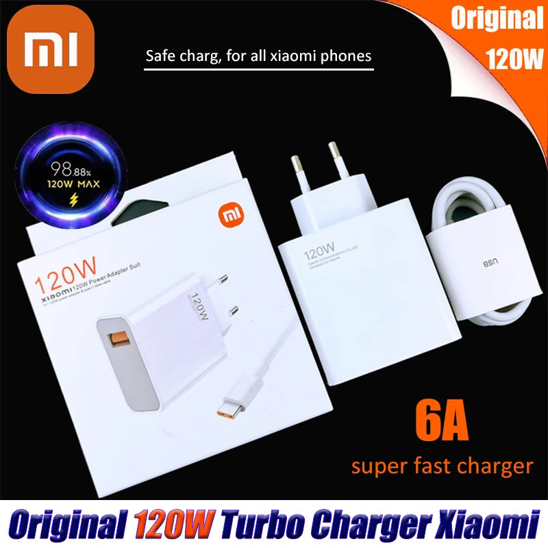 Original Xiaomi 120W Charger Turbo Fast Charge EU Hypercharge Gan ...