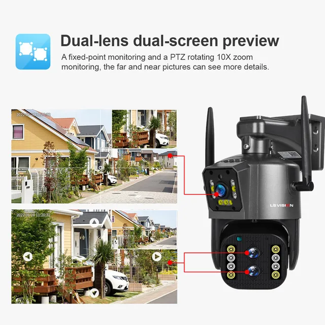 LS VISION Outdoor Wifi Security Camera 8MP 4K 10X Zoom Surveillance IP ...