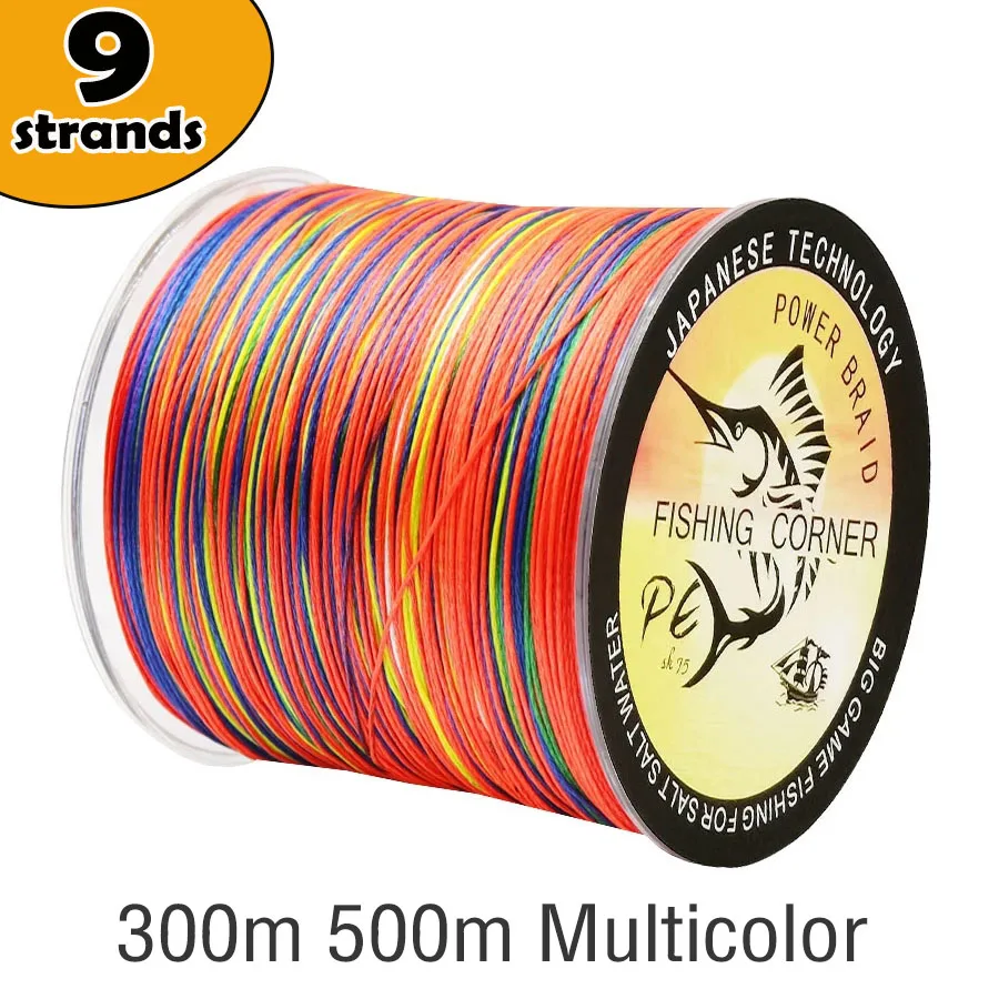 9-Strands-PE-Braid-300M-500M-Braided-Fishing-Line-Multicolor-Super ...