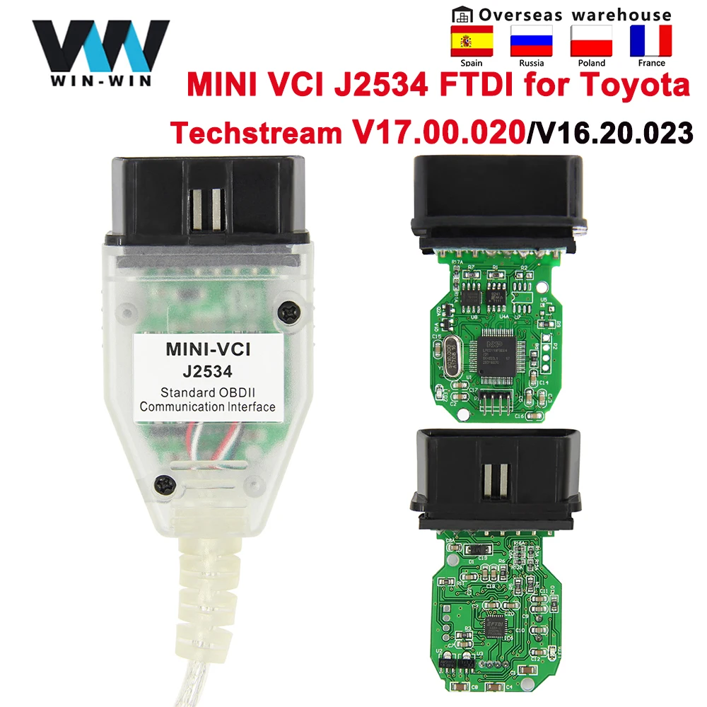 V16.20.023 For Toyota Mini Vci J2534 With Ftdi Ft232rq Obd Obd2 Car ...