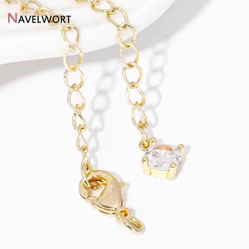 75mm-14K-Gold-Plated-Brass-Round-Extension-Extended-Tail-Chains-Inlaid ...