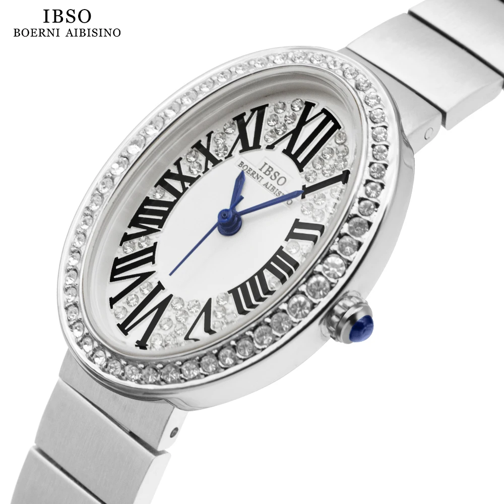 IBSO-New-Oval-Dial-Zircon-Luxury-Women-Quartz-Watches-Simple-Stainless ...