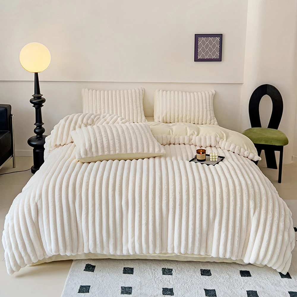Soft-Rabbit-hair-Bed-linen-set-Fluffy-warm-winter-bedding-set-double ...