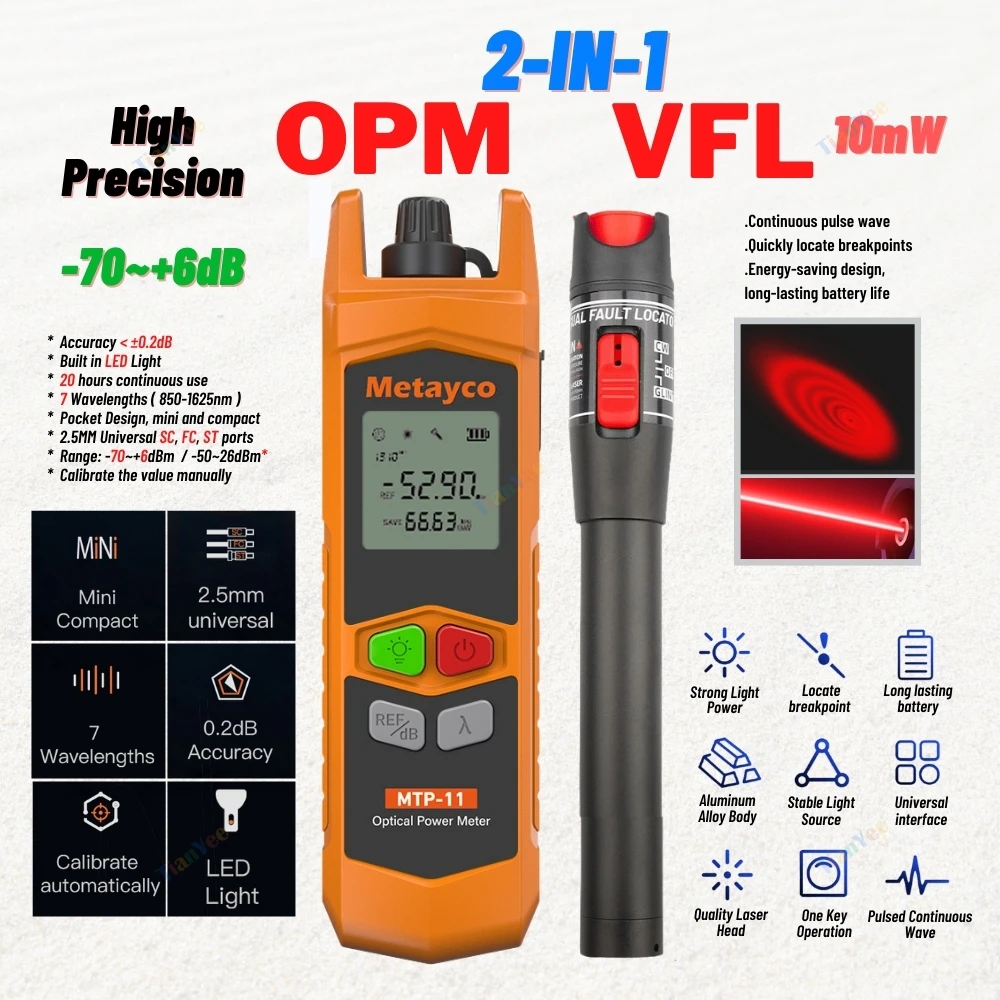 Kit de herramientas de fibra óptica 2 en 1, medidor de potencia óptica ...