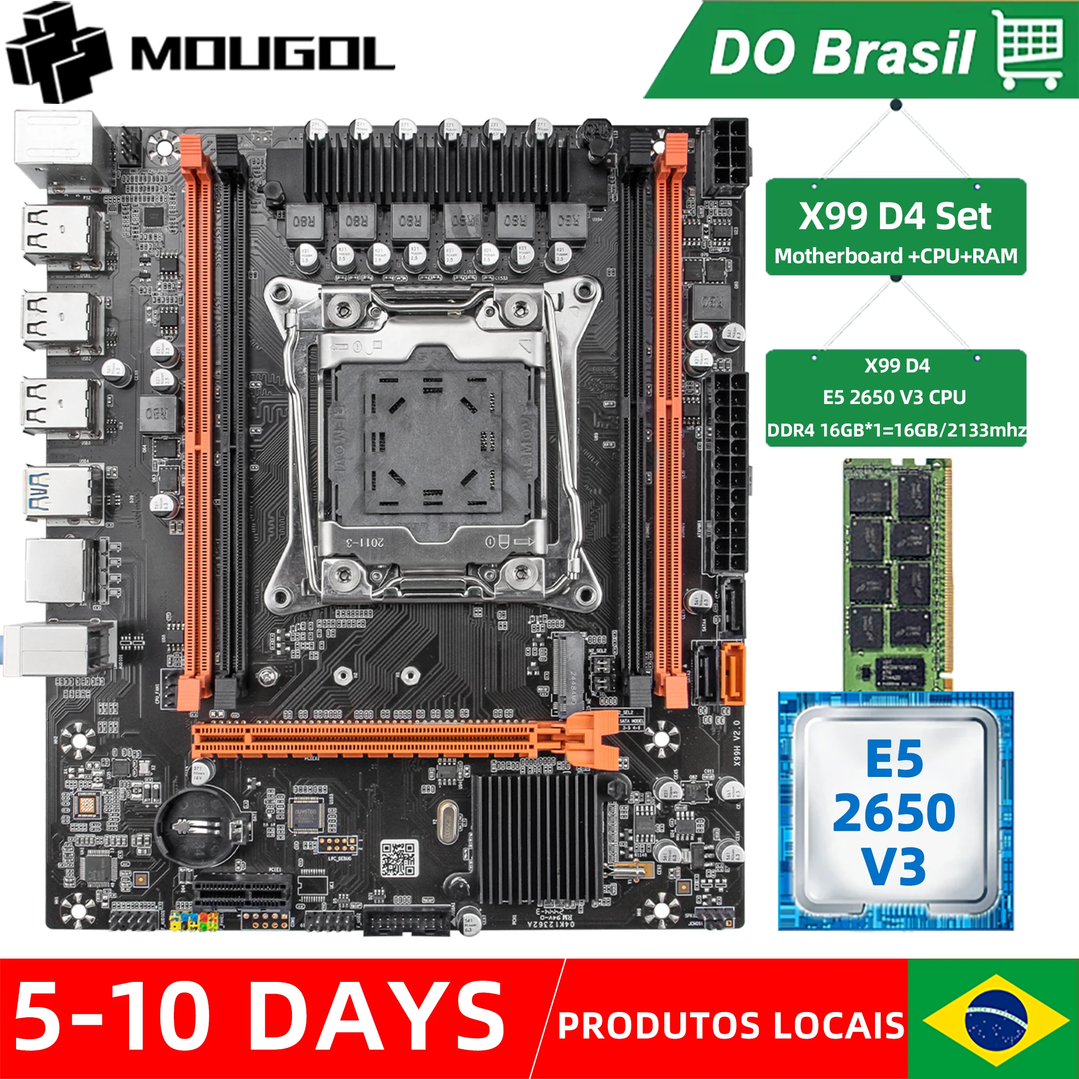 Mogol x99 d4 conjunto de placa-mãe com intel LGA2011-3 xeon e5 2650 v3 ...