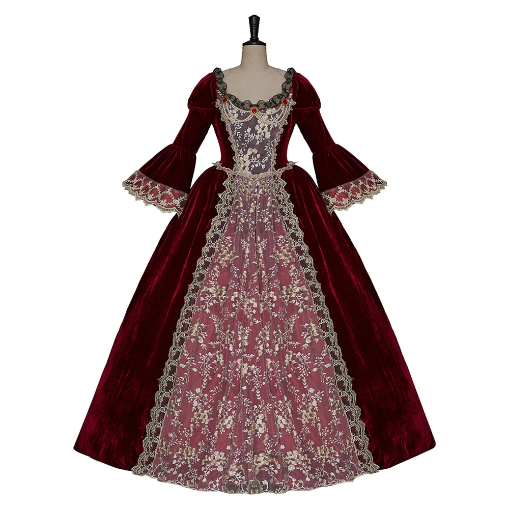 Luxury-Exquisite-Red-Velvet-Princess-Dress-Medieval-Victorian-Marie ...
