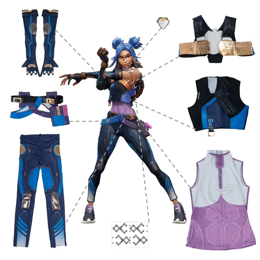 Disfraz de Cosplay de neón del juego Valorant Disfraz de Cosplay de ...