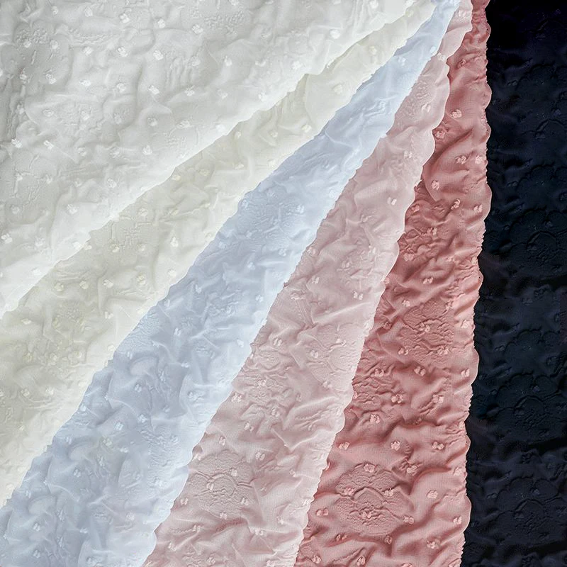 Jacquard Crumpled Embossed Bubble Chiffon Fabric Light Thin Spring ...