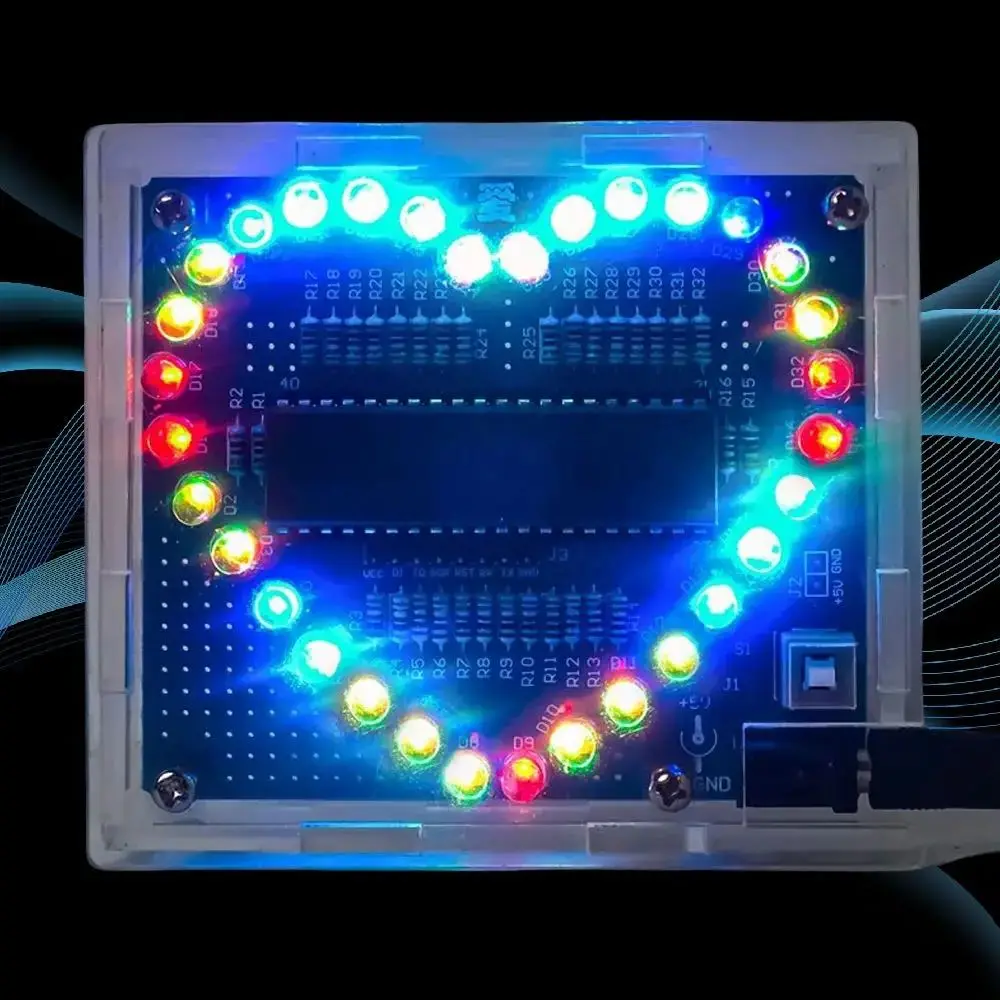 DIY Colorful Love Kit LED Heart Shaped Flowing Light DIY Electronic Set ...