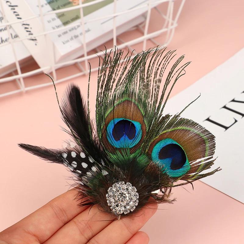 Cute-Peacock-Feather-Hair-Clip-Beautiful-And-Stylish-Feather-Facinator ...