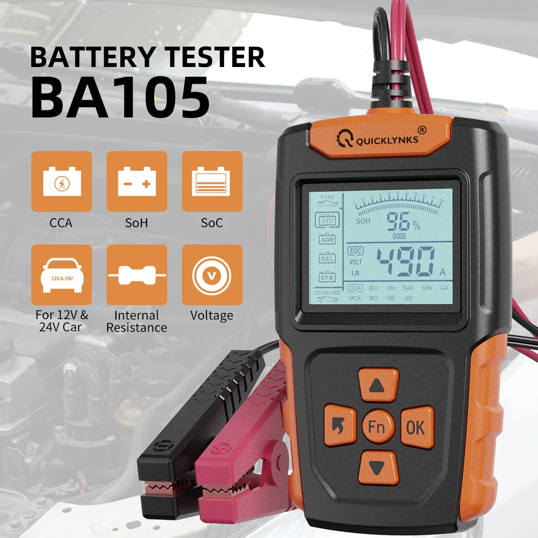 QUICKLYNKS-12V-24V-Car-Battery-Tester-for-Wet-GEL-SLA-Flooded-EFB-Lead ...