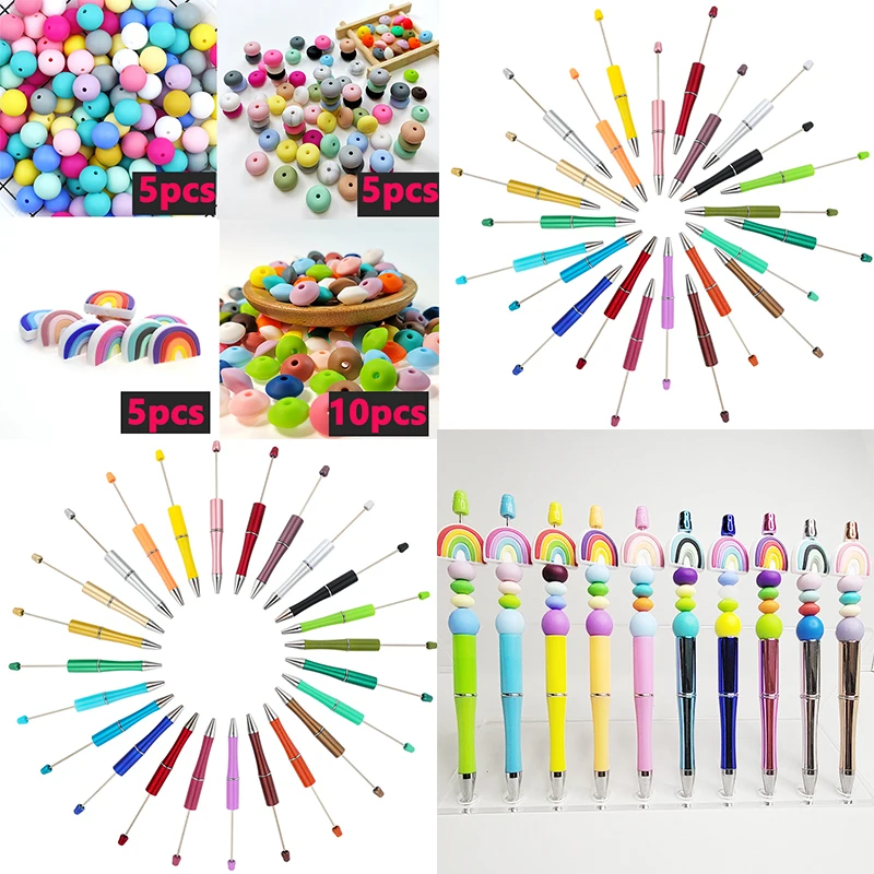 5PCS-DIY-Plastic-Ballpoint-Pen-Beads-Pen-Making-DIY-Gel-Pens-Writng ...