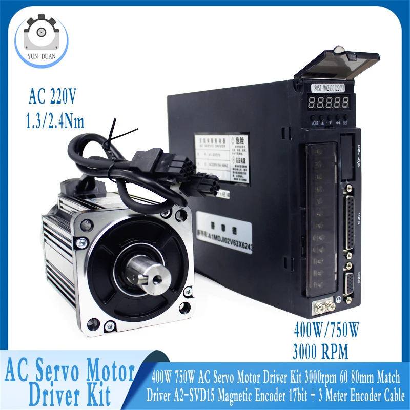 400W 750W AC Servo Motor Driver Kit 3000rpm 60 80mm Match Driver A2 ...