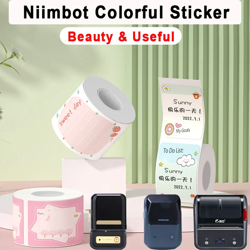 NIIMBOT Color Sticker Rolls Heat Synthetic Paper Suitable For Model B1 ...