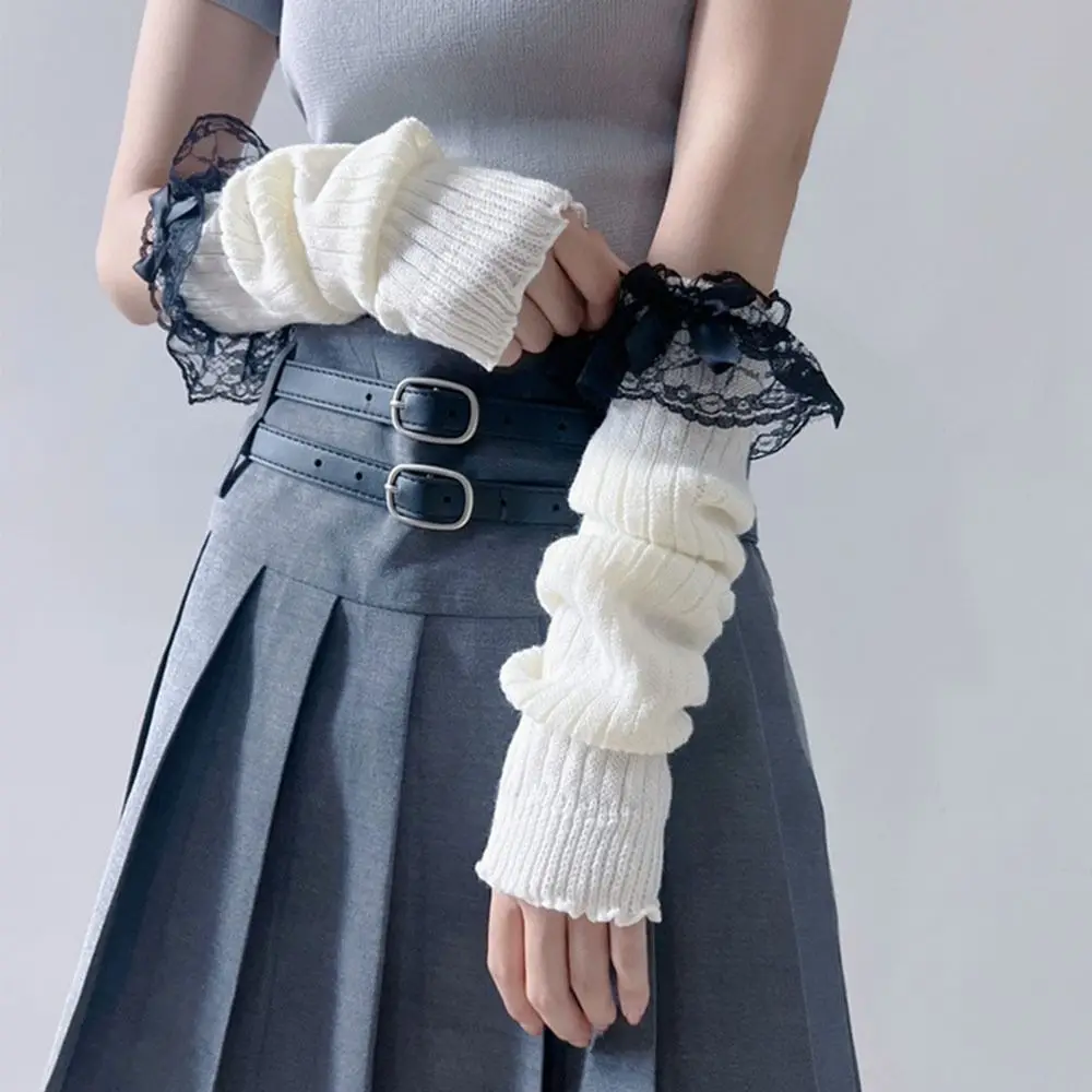 Fingerless-Long-Wrist-Gloves-Arm-Warmers-False-Sleeves-Knitted-Gloves ...