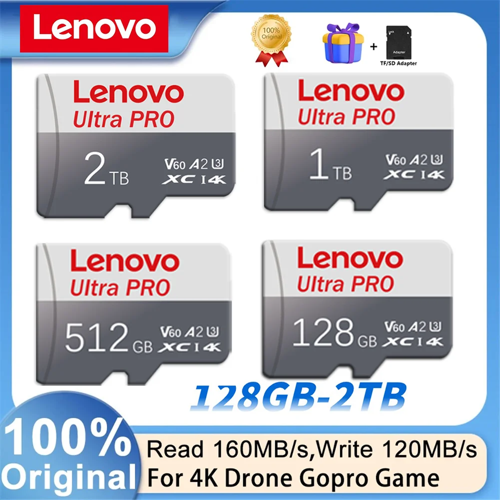 Tarjeta Micro TF/SD Lenovo de 2 TB y 1 TB, clase 10, tarjeta SD, tarjeta de memoria de 256 GB ...