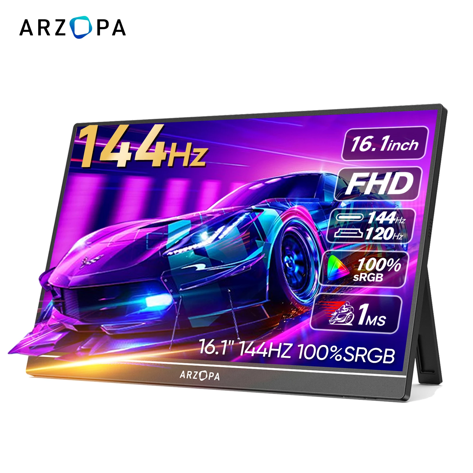 ARZOPA 16.1 inch 100% sRGB 144Hz Portable Monitor Gaming Laptop Display ...