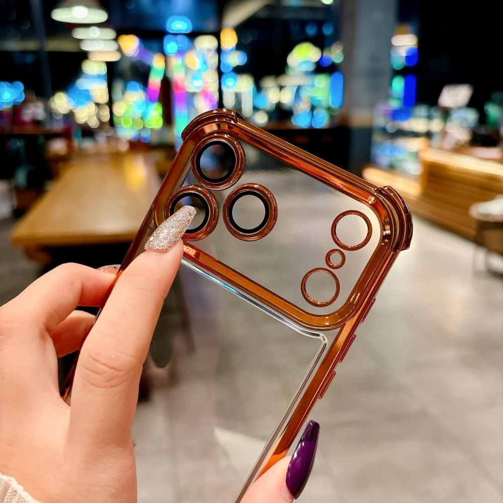 Plating Frame Four Corner Antifall Phone Case For iPhone 17 Air 16E 16 ...