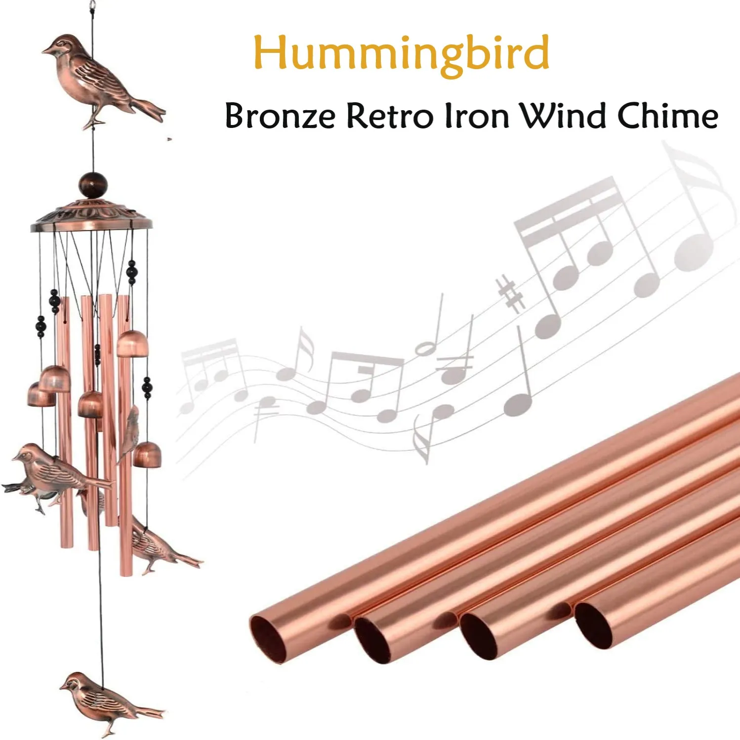 Aluminum-tube-Hummingbird-Wind-Chime-Bronze-Retro-Iron-Wind-Chimes-Wind ...
