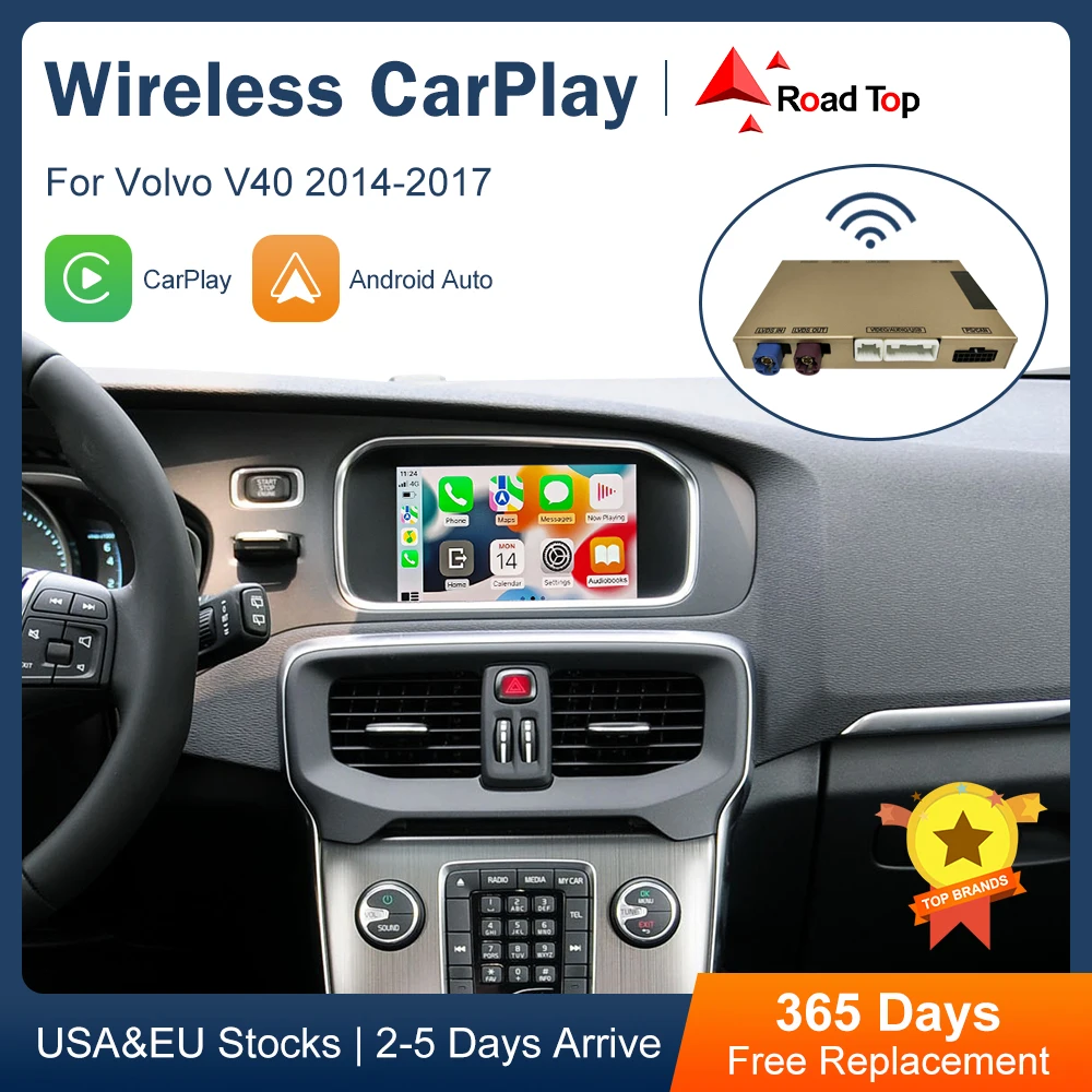 Road-Top-Wireless-CarPlay-for-Volvo-V40-2015-2019-with-Android-Auto ...
