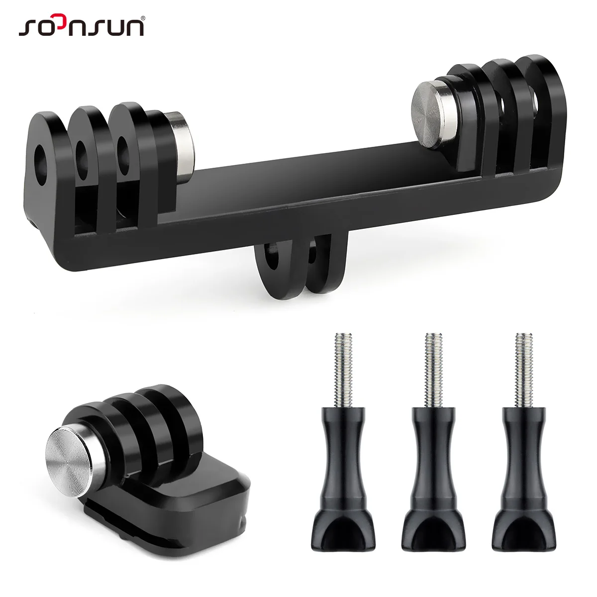 SOONSUN Dual Twin Mount Adapter Cold Shoe Tripod Adapter for GoPro Hero
