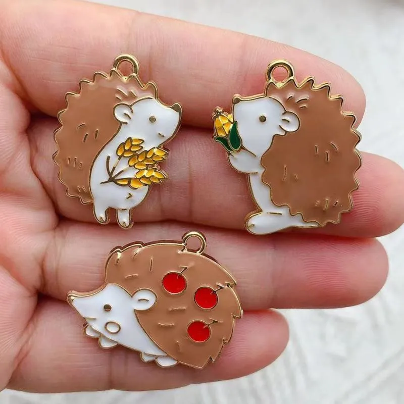 10pcs Hedgehog Charm for Jewelry Making Enamel Necklace Pendant Diy ...