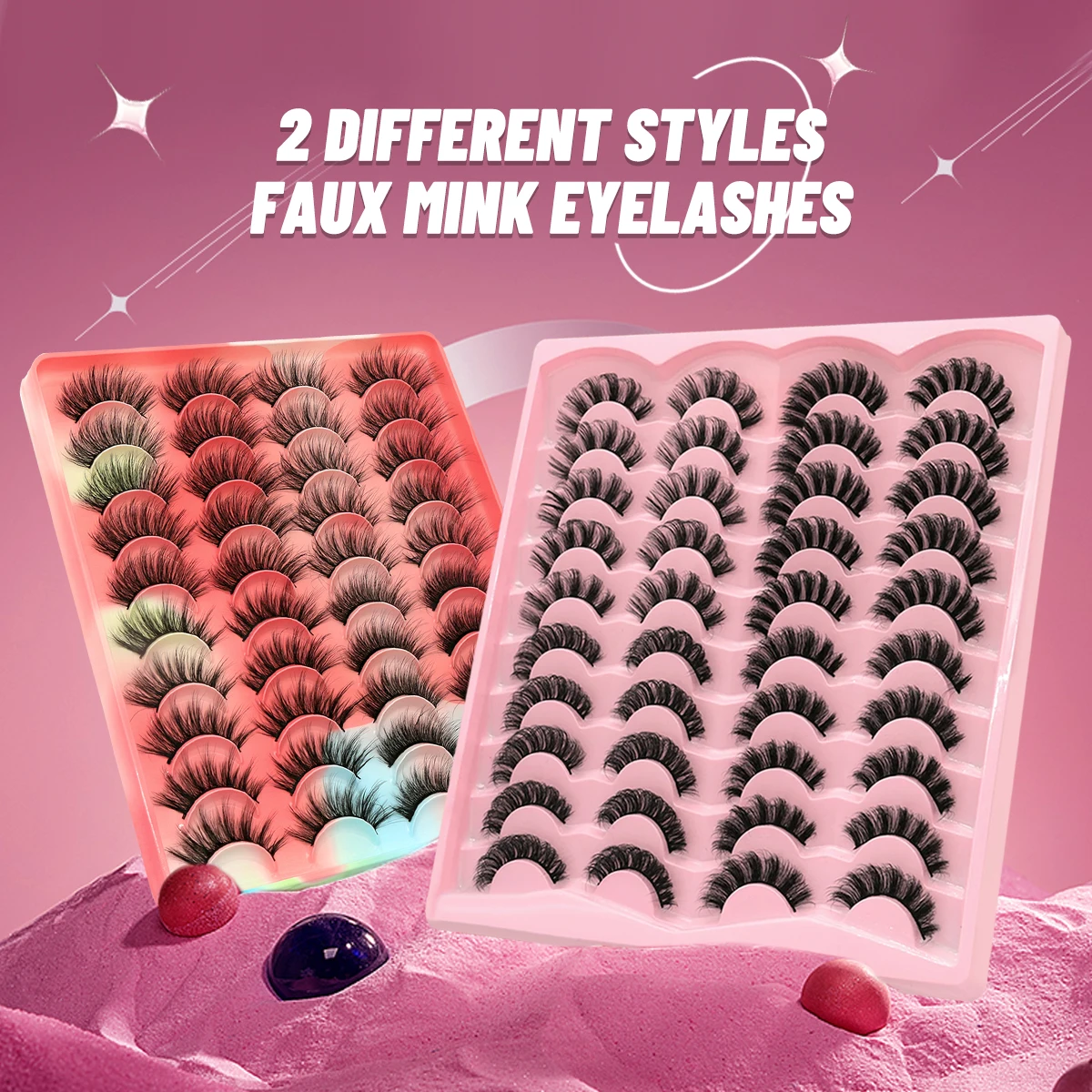 GROINNEYA-2-Box-20-Pairs-Eyelashes-3D-Mink-Lashes-Fluffy-Soft-Wispy ...