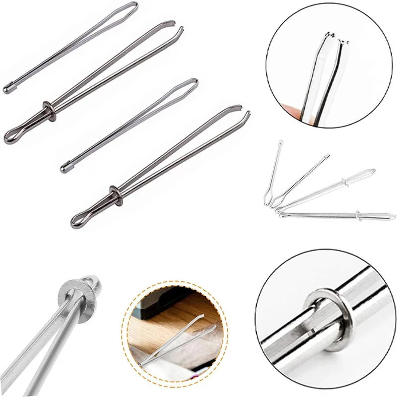 New 2pcs High Quality Stainless Steel Garment Clips Elastic Band Cross ...